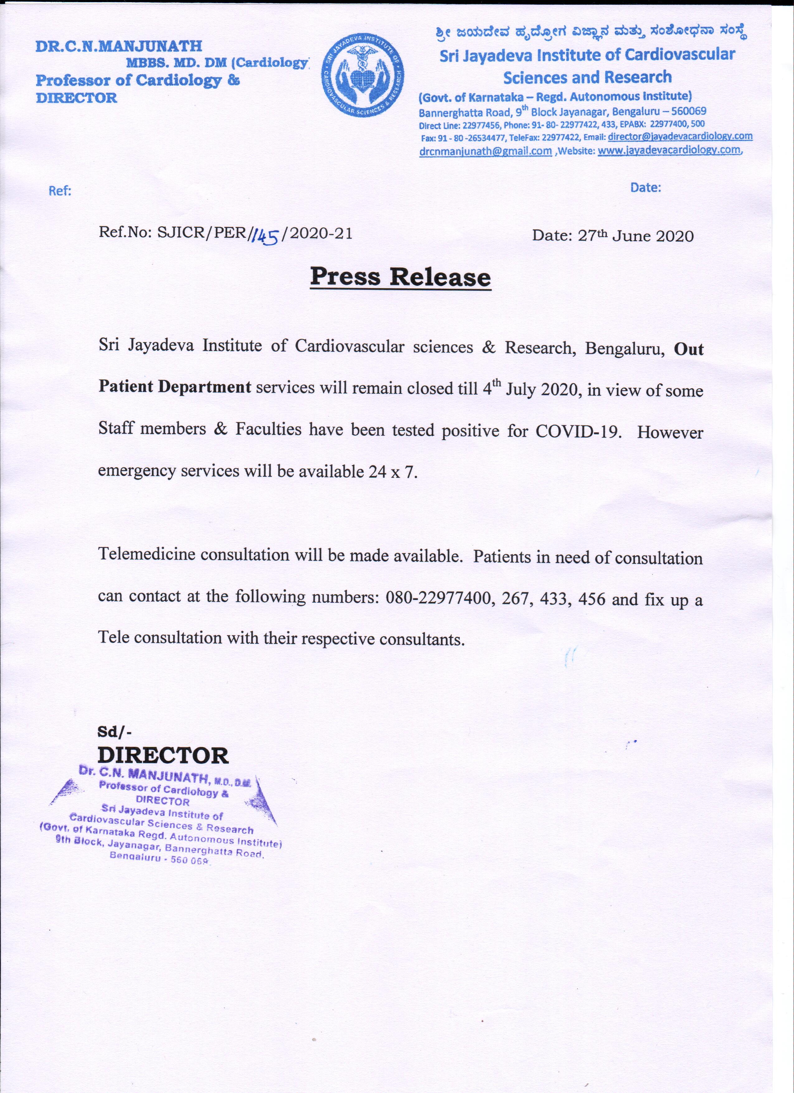 Jayadeva Institute of Cardiovascular Sciences and Research, Bangalore