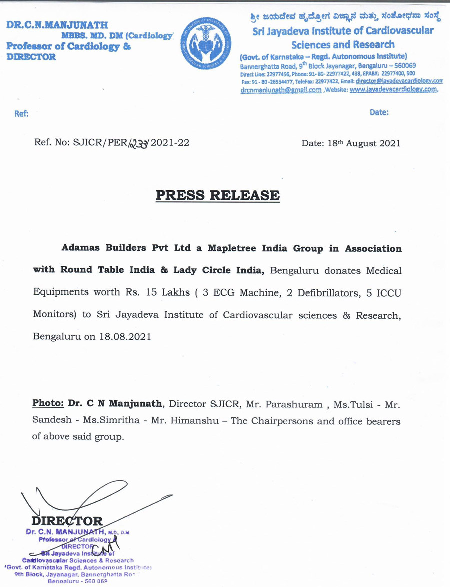 Jayadeva Institute of Cardiovascular Sciences and Research, Bangalore